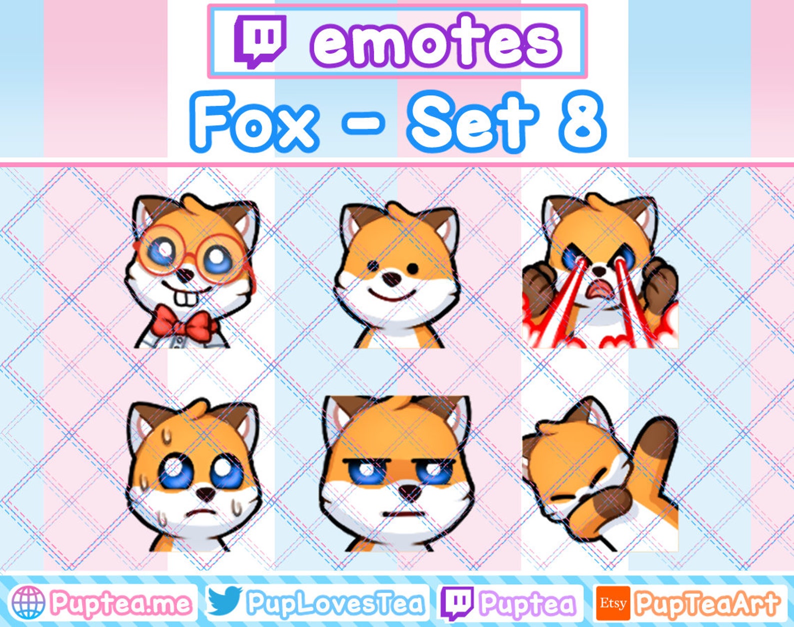 6x Cute Fox Emotes Pack for Twitch Youtube and Discord Set 8 - Etsy
