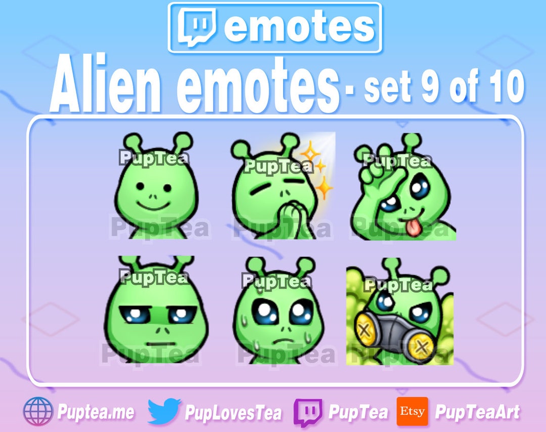 6x Cute Alien Emotes Pack for Twitch Youtube and Discord | Set 9 - Etsy