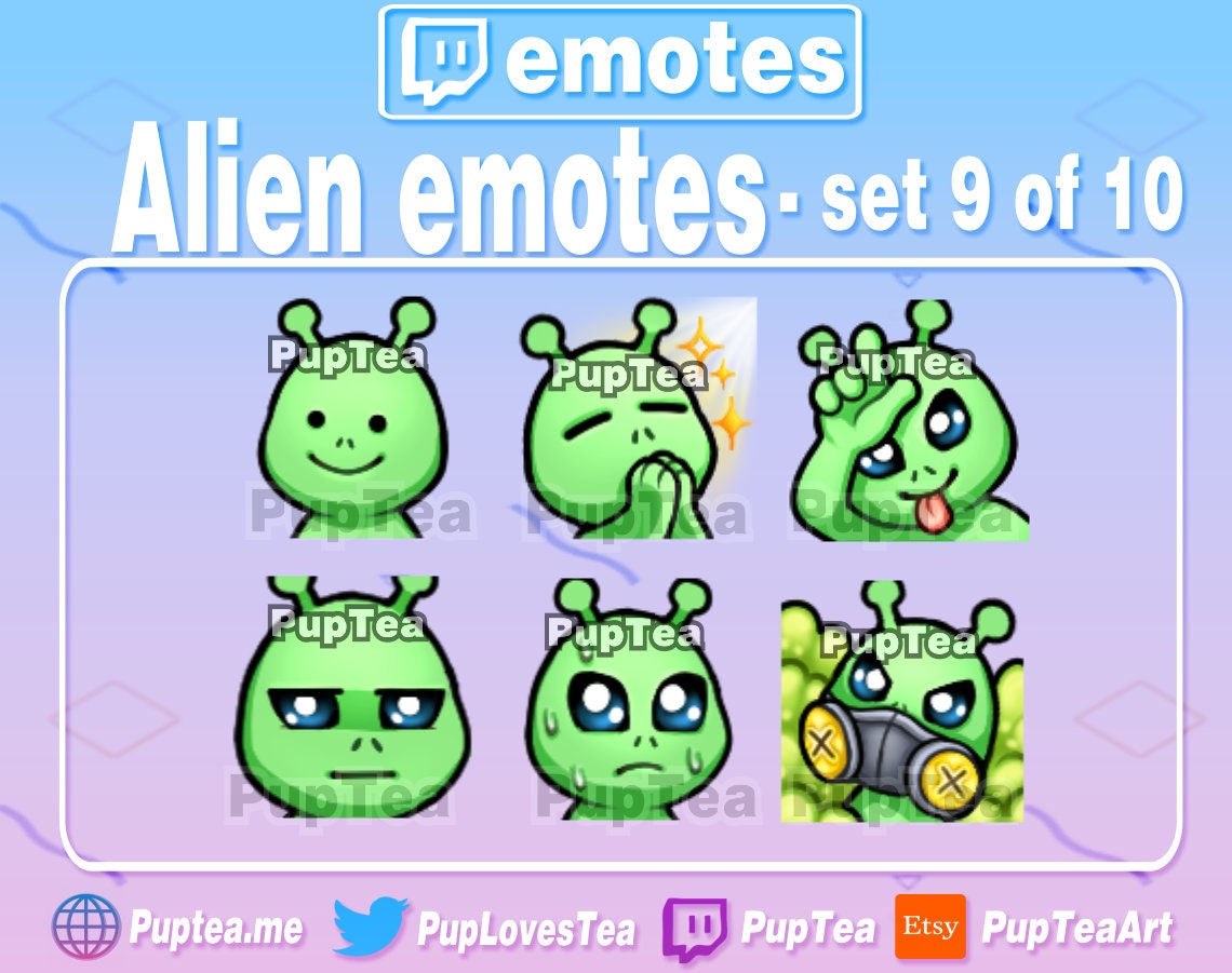 6x Cute Alien Emotes Pack for Twitch Youtube and Discord | Set 9 - Etsy UK
