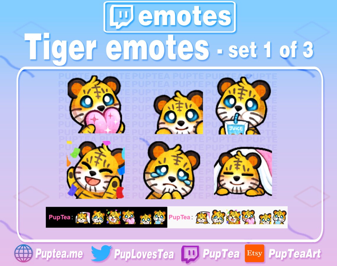 6x Cute Tiger Emotes Pack for Twitch Youtube and Discord Set 1 - Etsy