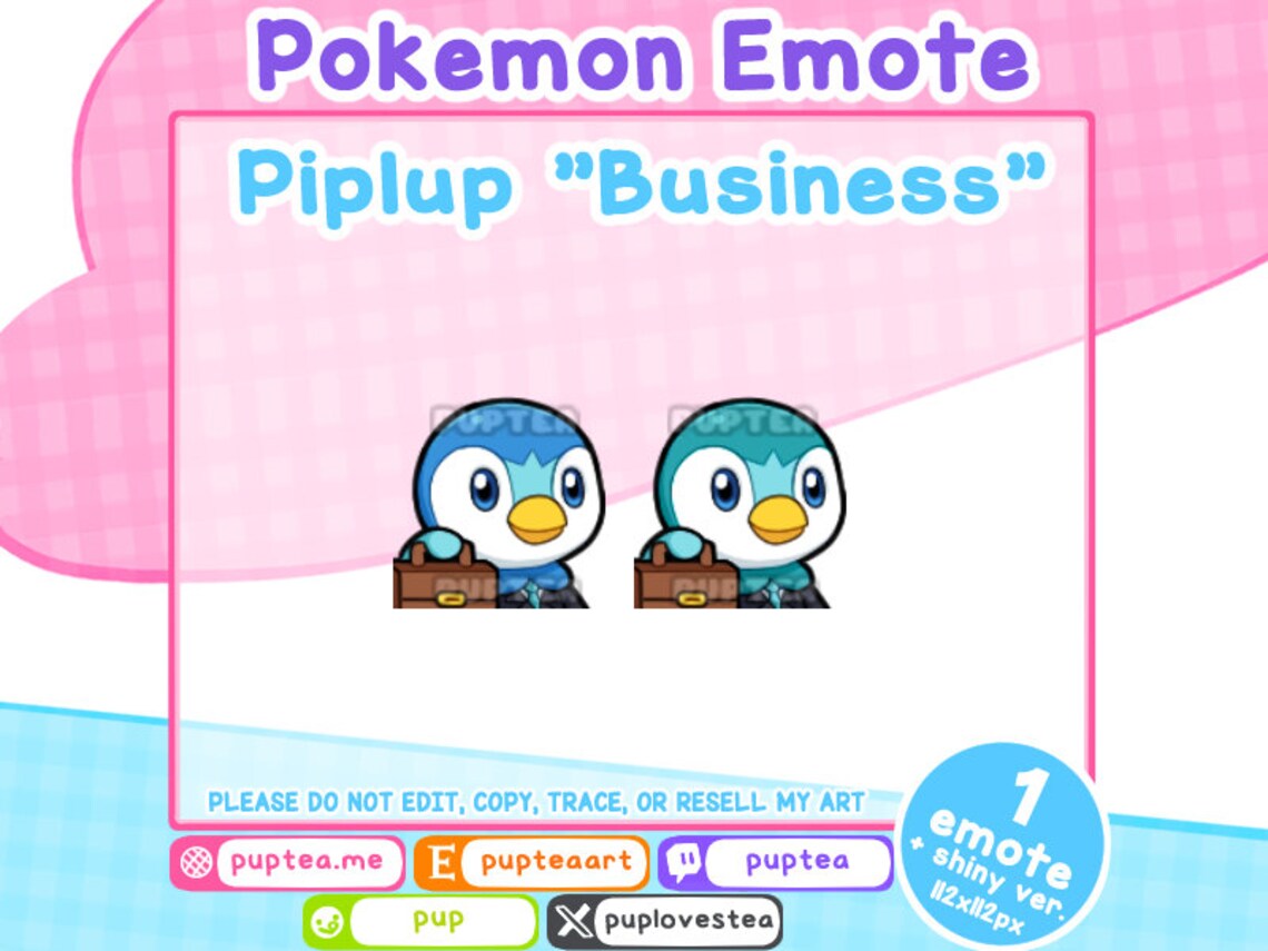 Pokemon Twitch and Discord Emote | Piplup Business Emote - Etsy