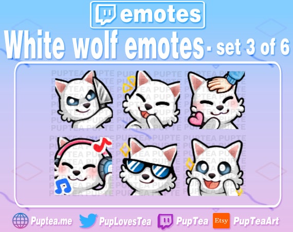 6x Cute White Wolf Emotes Pack for Twitch and Discord Set 3 | Etsy