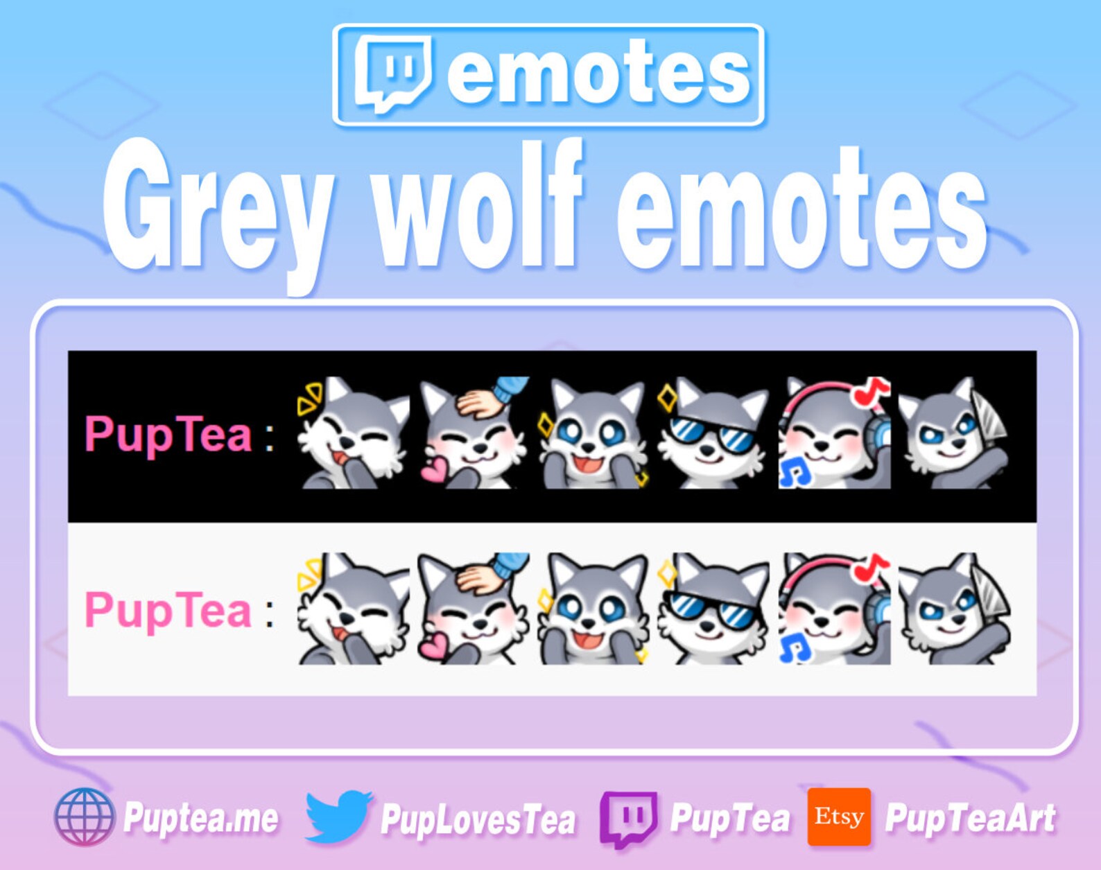 6x Cute Grey Wolf Emotes Pack for Twitch Youtube and Discord Set 3 - Etsy