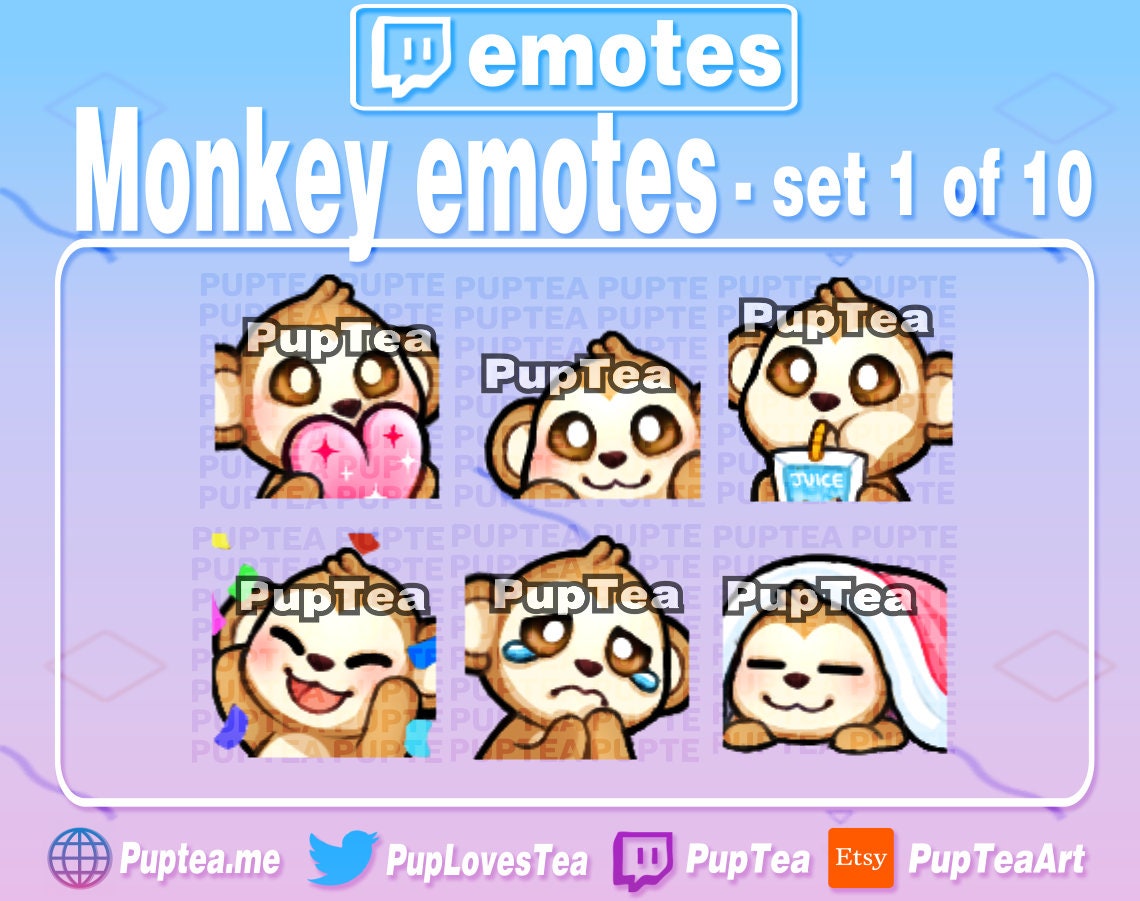 6x Cute Monkey Emotes Pack for Twitch Youtube and Discord Set 1 - Etsy
