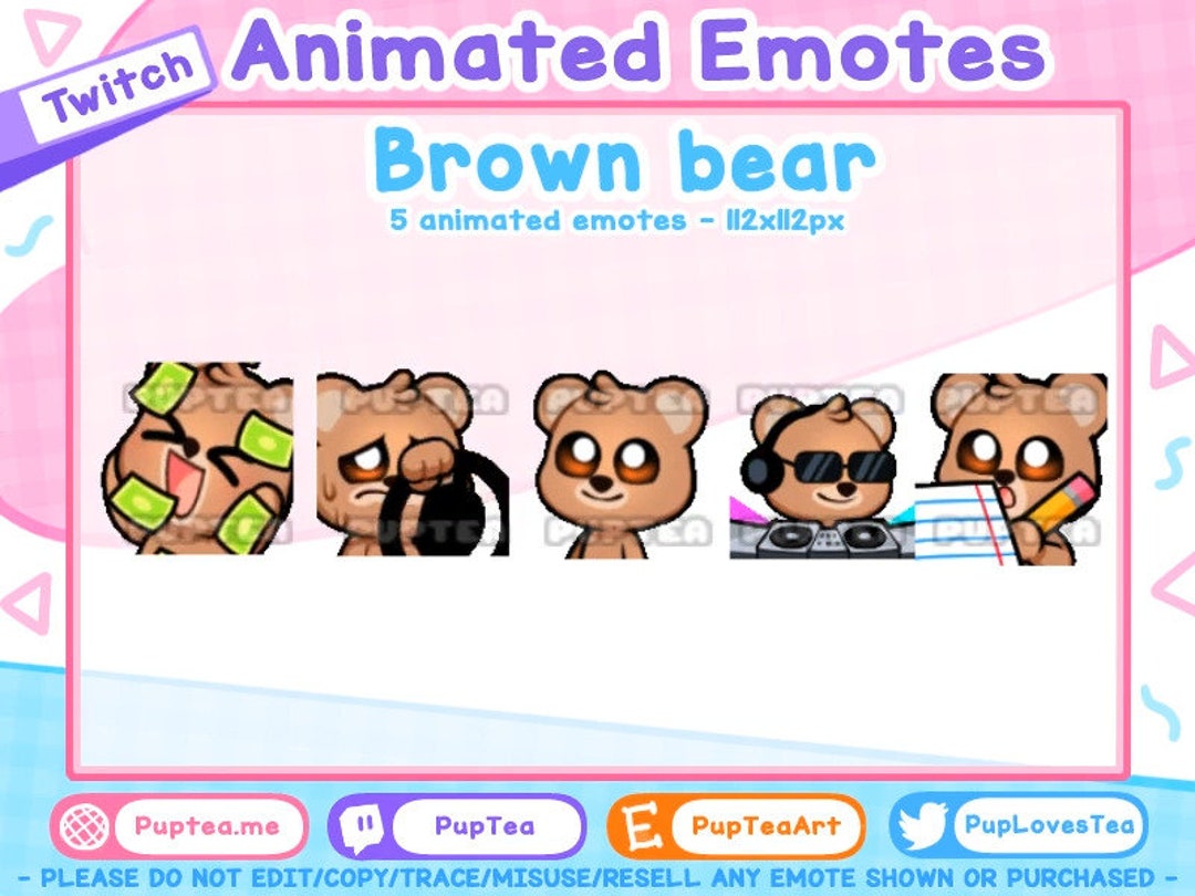 5x ANIMATED Brown Bear Emotes Pack | Animated Twitch and Discord Emotes ...
