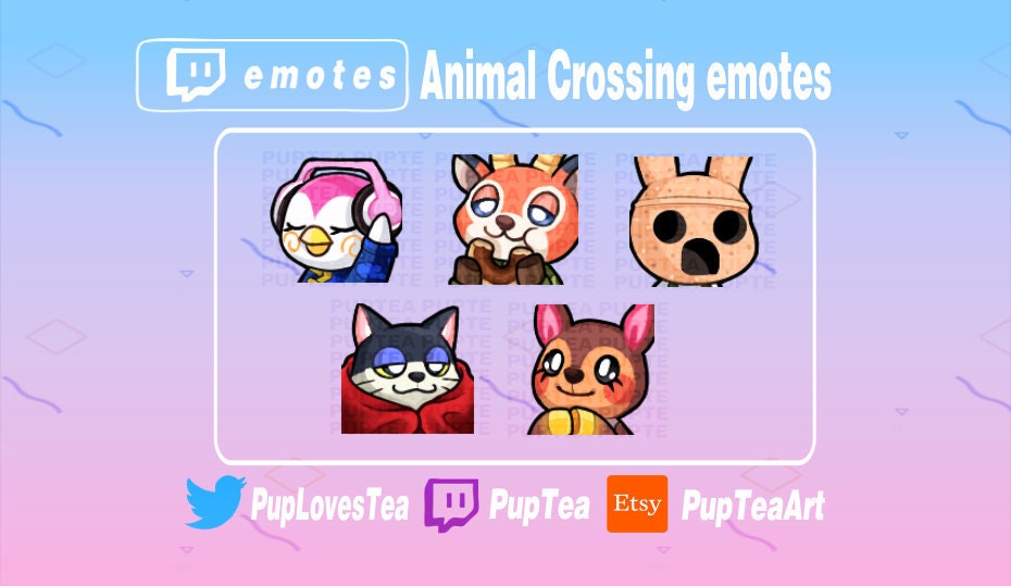 5x Cute Animal Crossing Emotes Pack for Twitch Youtube and Discord ...