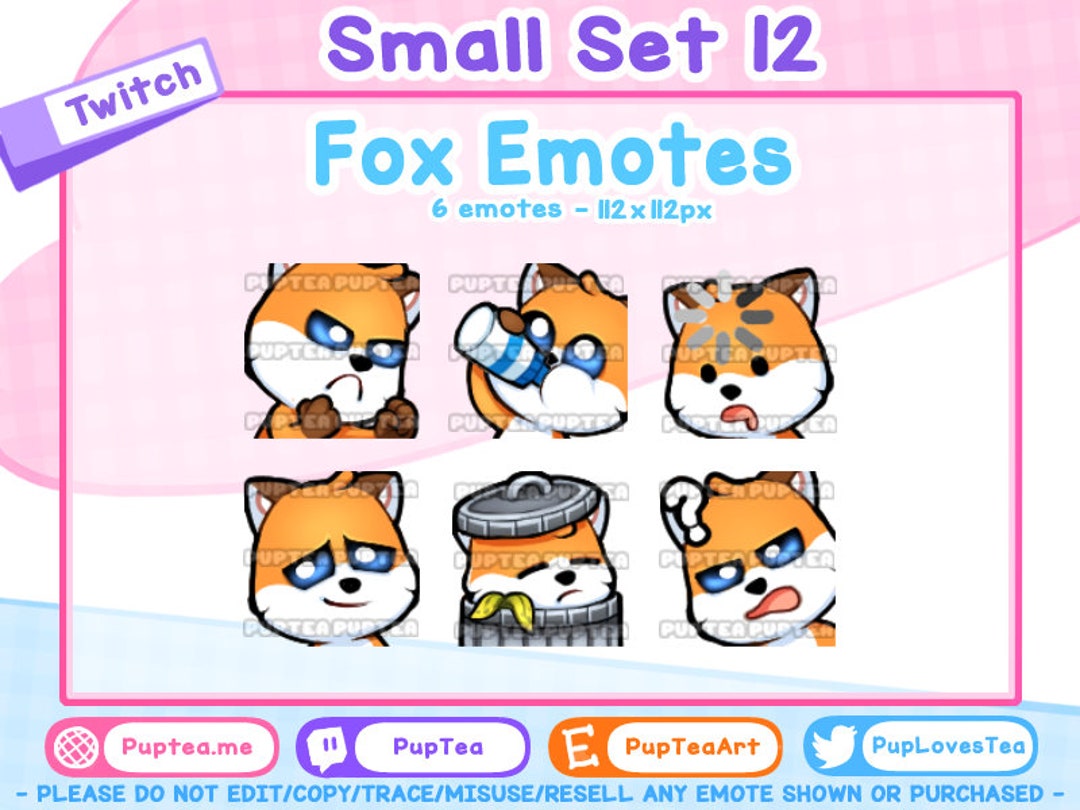 6x Cute Fox Emotes Pack for Twitch Youtube and Discord | Small Set 12 ...