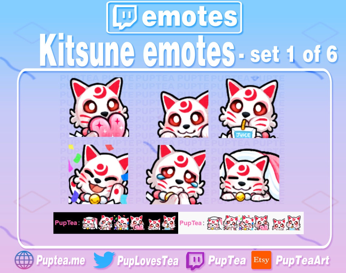 6x Cute Kitsune Emotes Pack for Twitch Youtube and Discord - Etsy