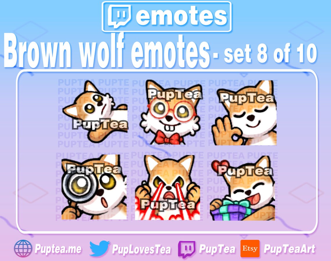 6x Cute Brown Wolf Emotes Pack for Twitch Youtube and Discord Set 8 - Etsy