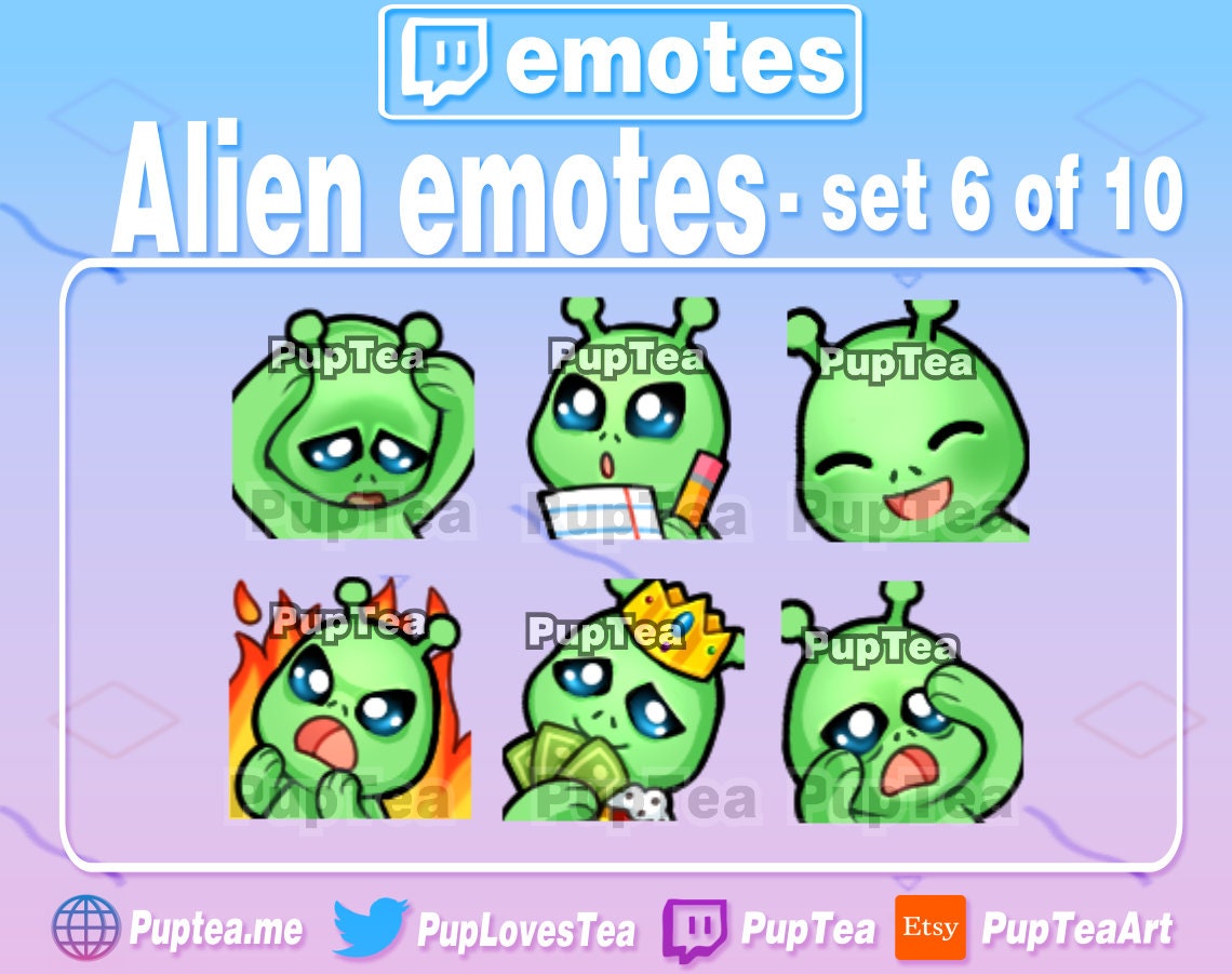 6x Cute Alien Emotes Pack for Twitch Youtube and Discord Set 6 - Etsy