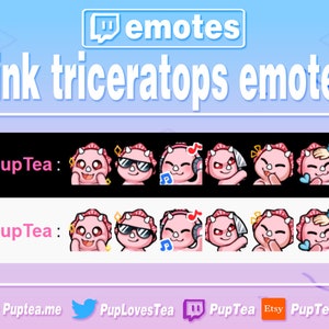 6x Cute Pink Triceratops Emotes Pack for Twitch Youtube and Discord ...
