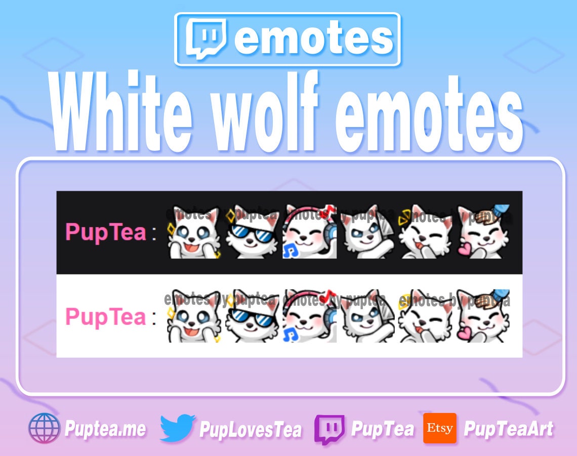 18x Cute Grey Wolf Emotes Pack for Twitch and Discord Full set 3 ...