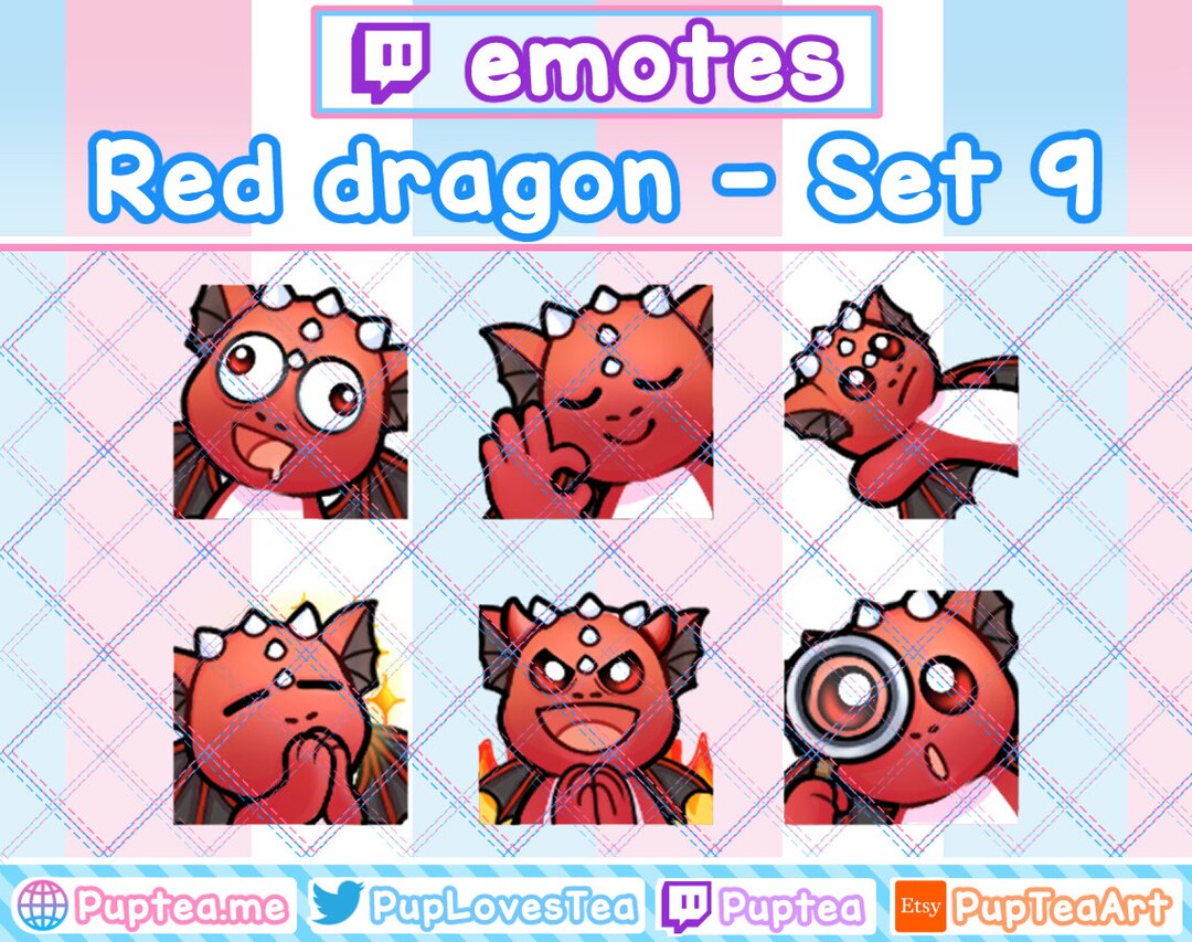 6x Cute Red Dragon Emotes Pack for Twitch Youtube and Discord Set 9 - Etsy