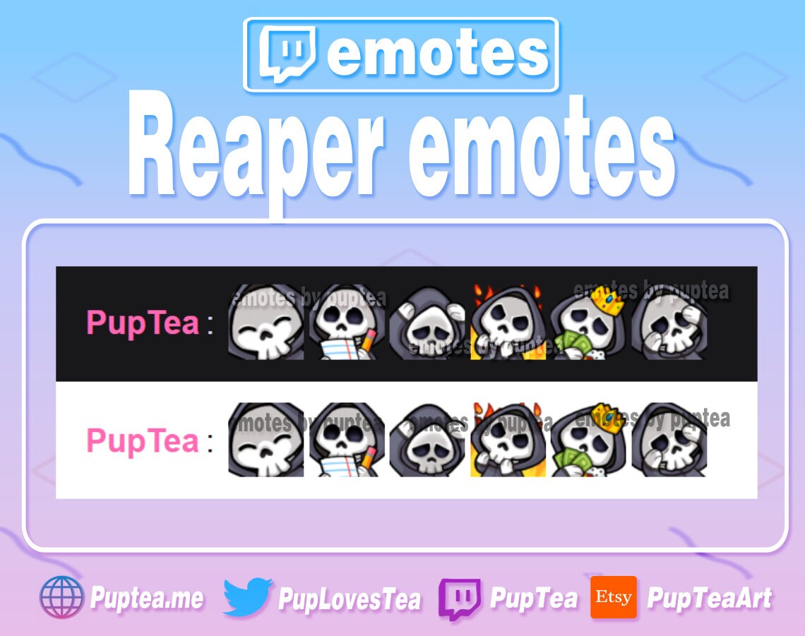 6x Cute Skeleton Grim Reaper Emotes Pack for Twitch Youtube and Discord ...
