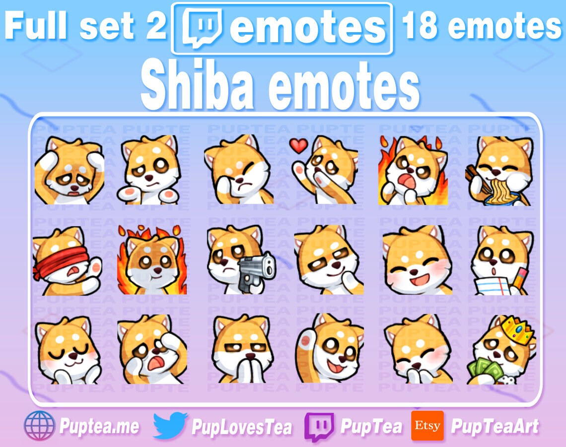 18x Cute Shiba Emotes Pack for Twitch Youtube and Discord - Etsy