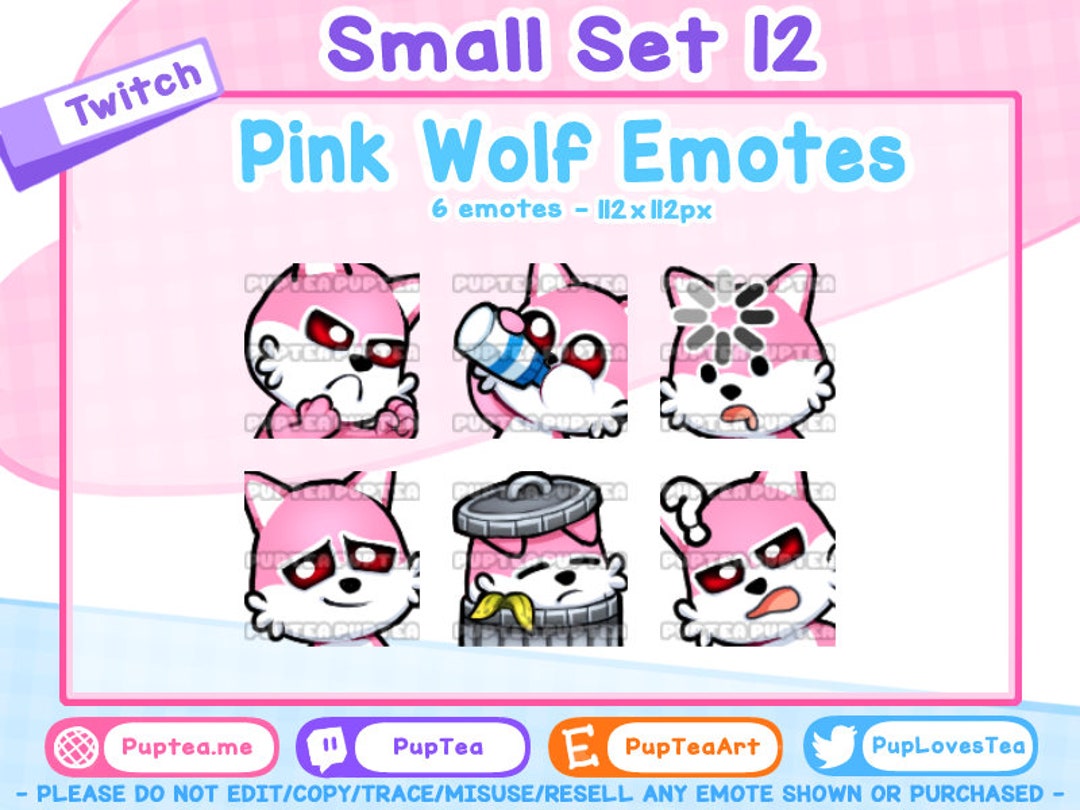 6x Cute Pink Wolf Emotes Pack for Twitch Youtube Tiktok and - Etsy ...