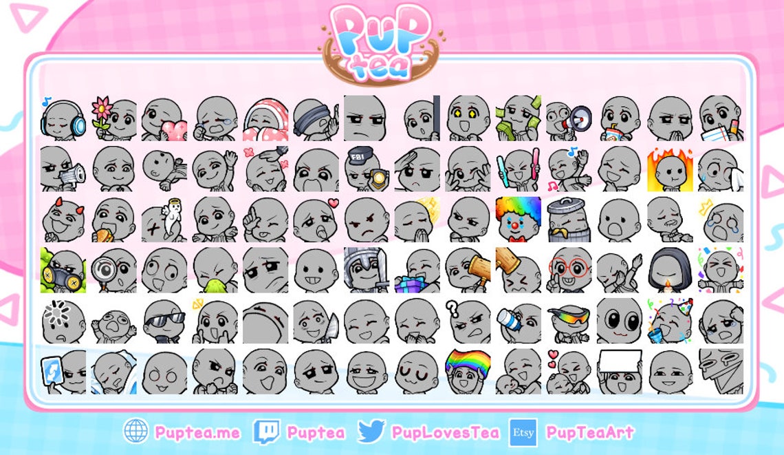 84x DIY Cute Emote Bases for Twitch Youtube or Discord - Etsy UK