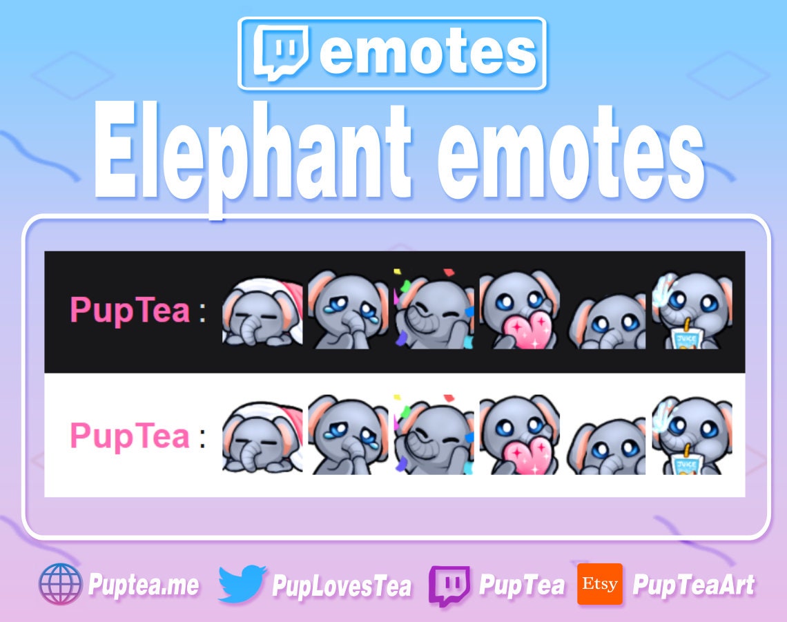 6x Cute Elephant Emotes Pack for Twitch Youtube and Discord | Set 1 - Etsy