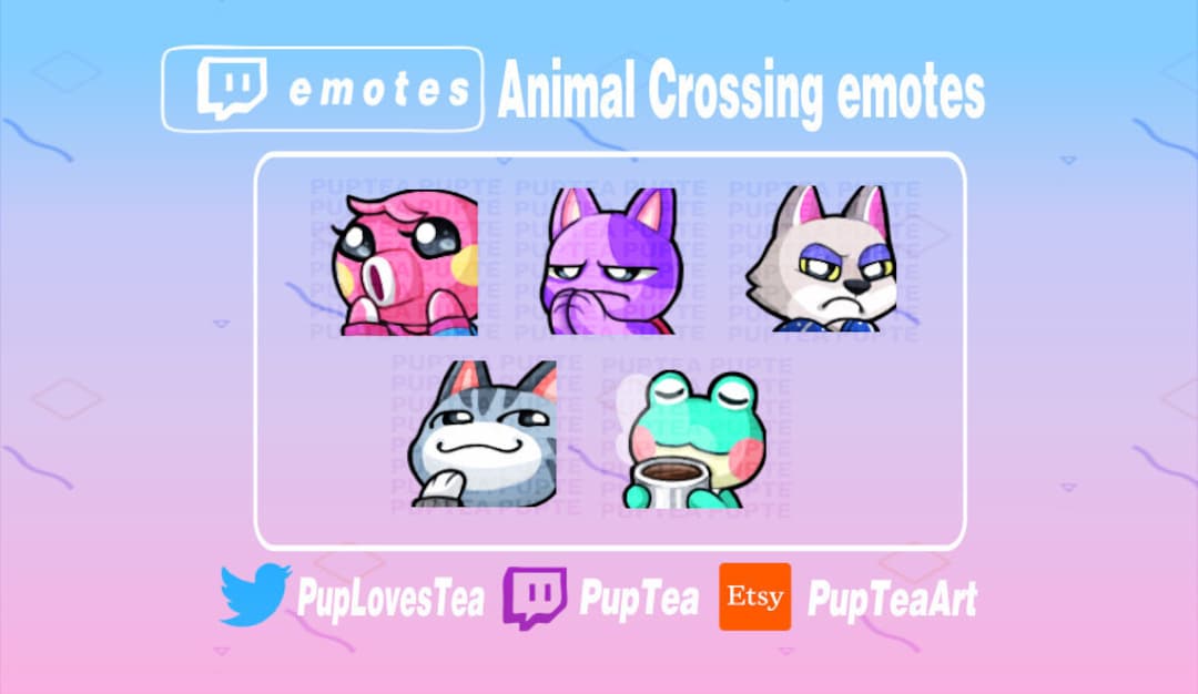 5x Cute Animal Crossing Emotes Pack for Twitch Youtube and Discord ...