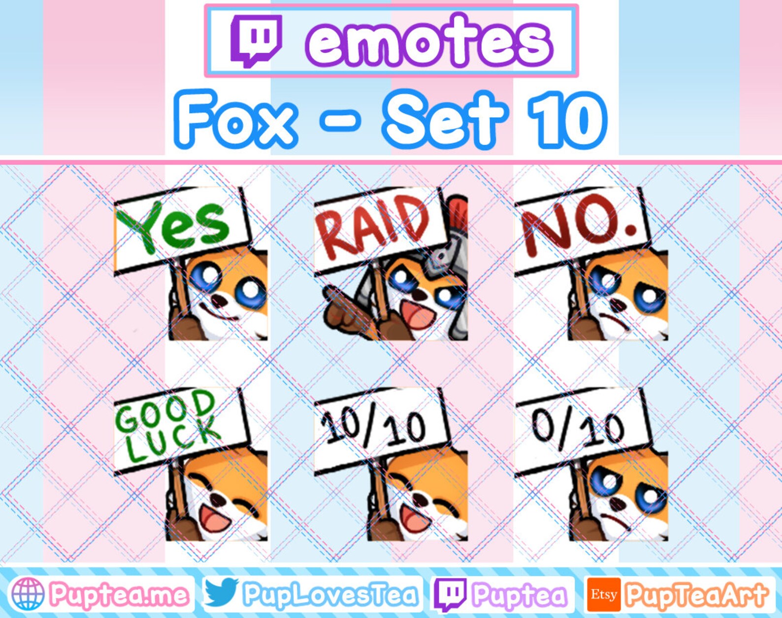 6x Cute Fox Emotes Pack For Twitch Youtube And Discord Set Etsy