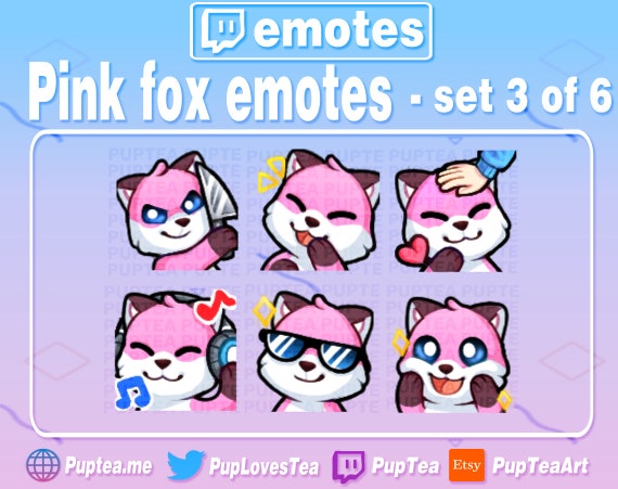 6x Cute Pink Fox Emotes Pack for Twitch and Discord Set 3 | Etsy Canada
