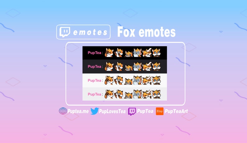 6x Cute Fox Emotes Pack For Twitch Youtube And Discord Set 2 Etsy
