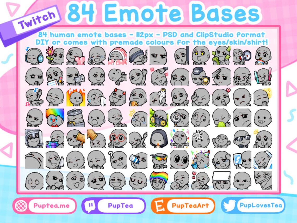 84x DIY Cute Emote Bases for Twitch Youtube or Discord - Etsy UK