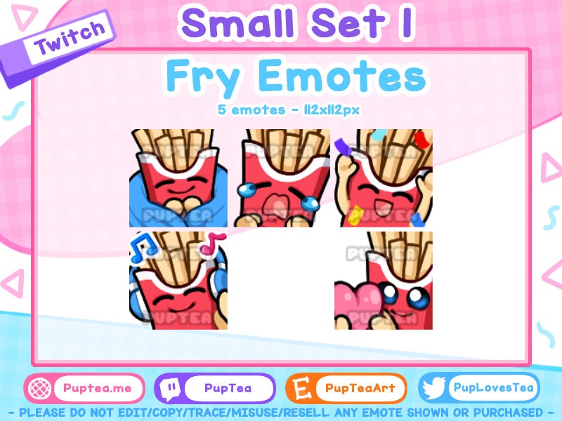 5x Cute Fry / Fries Emotes Pack for Twitch Youtube and Discord Small ...