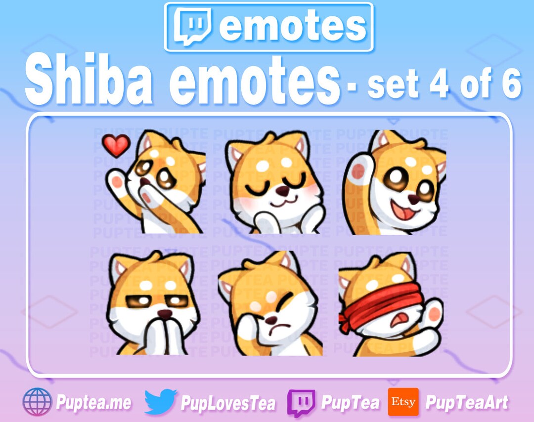 6x Cute Shiba Emotes Pack for Twitch Youtube and Discord Set 4 - Etsy