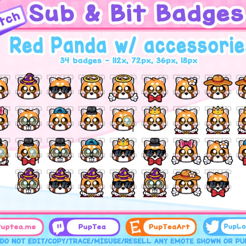 Panda Sub Badges - Etsy