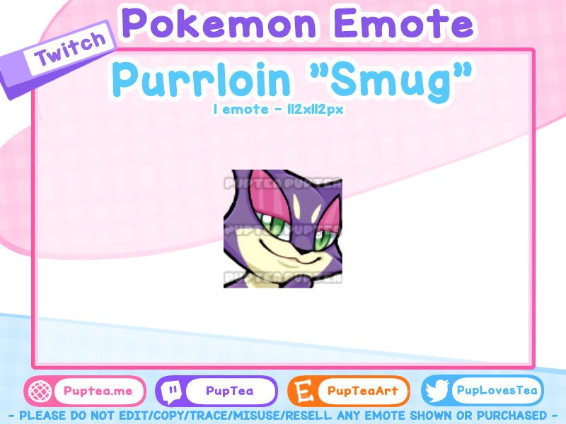Pokemon Twitch and Discord Emote Purrloin Smug Emote - Etsy