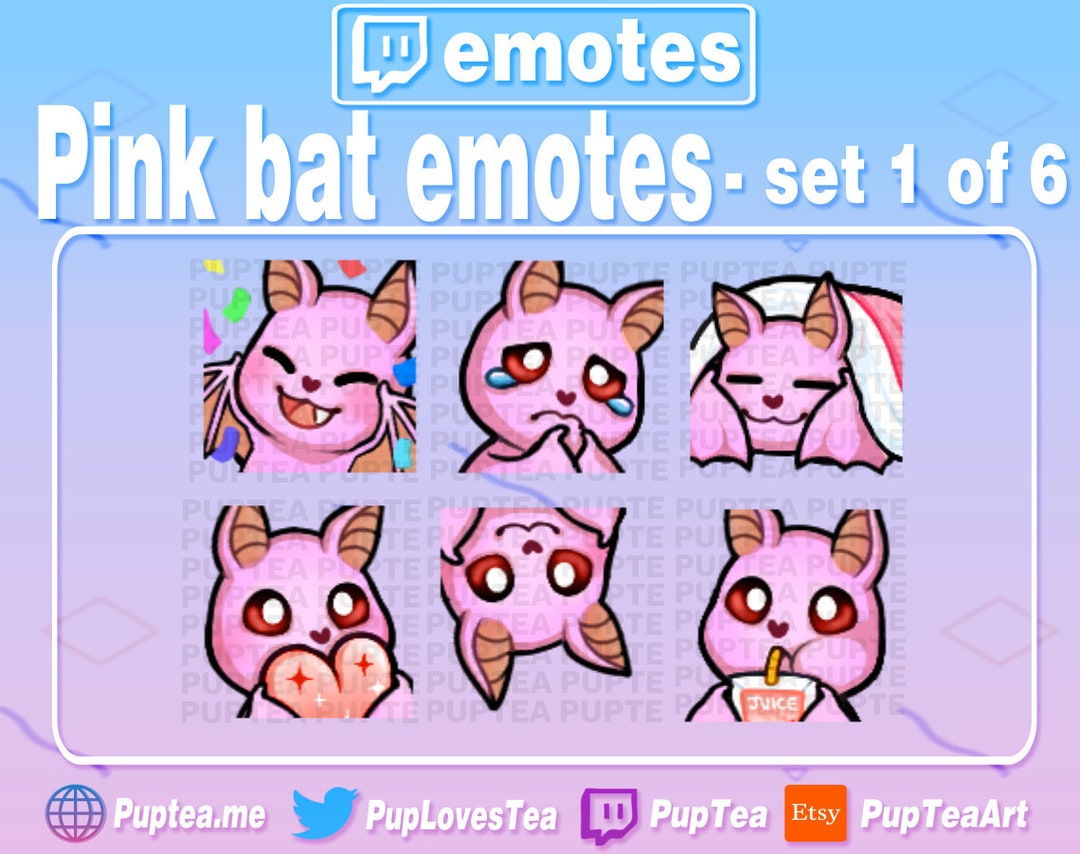 6x Cute Pink Bat Emotes Pack for Twitch Youtube and Discord | Set 1 - Etsy