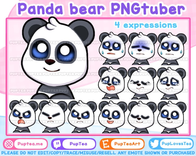 Panda Pngtuber Cartoon Twitch Youtube Vtuber Ready to Use Veadotube ...