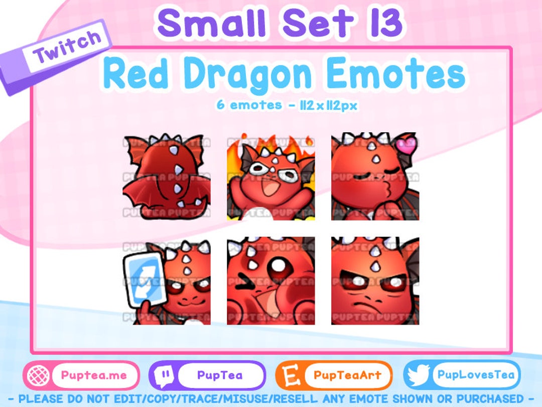 6x Cute Red Dragon Emotes Pack for Twitch Youtube and Discord | Set 13 ...