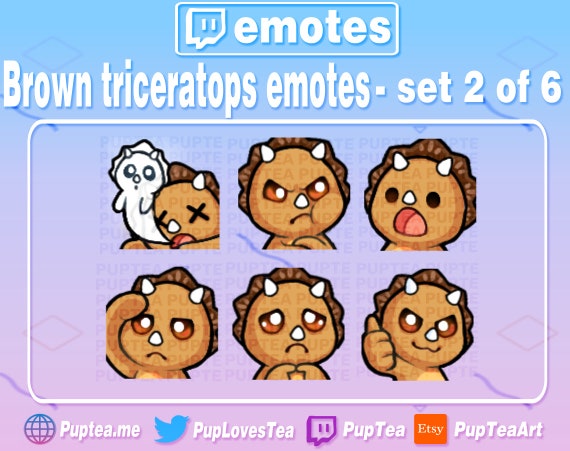 6x Cute Brown Triceratops Emotes Pack for Twitch and Discord | Etsy