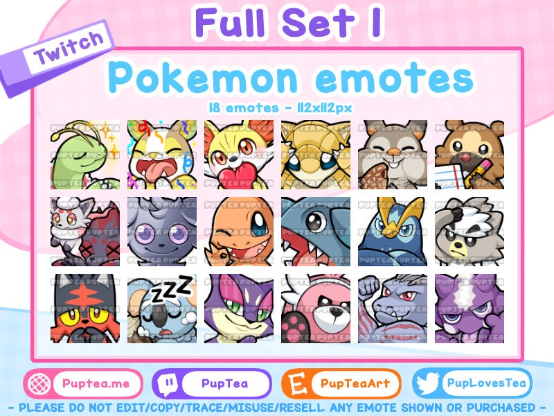 18x Pokemon Twitch and Discord Emote | Bundle of Pokemon Emotes | Full ...