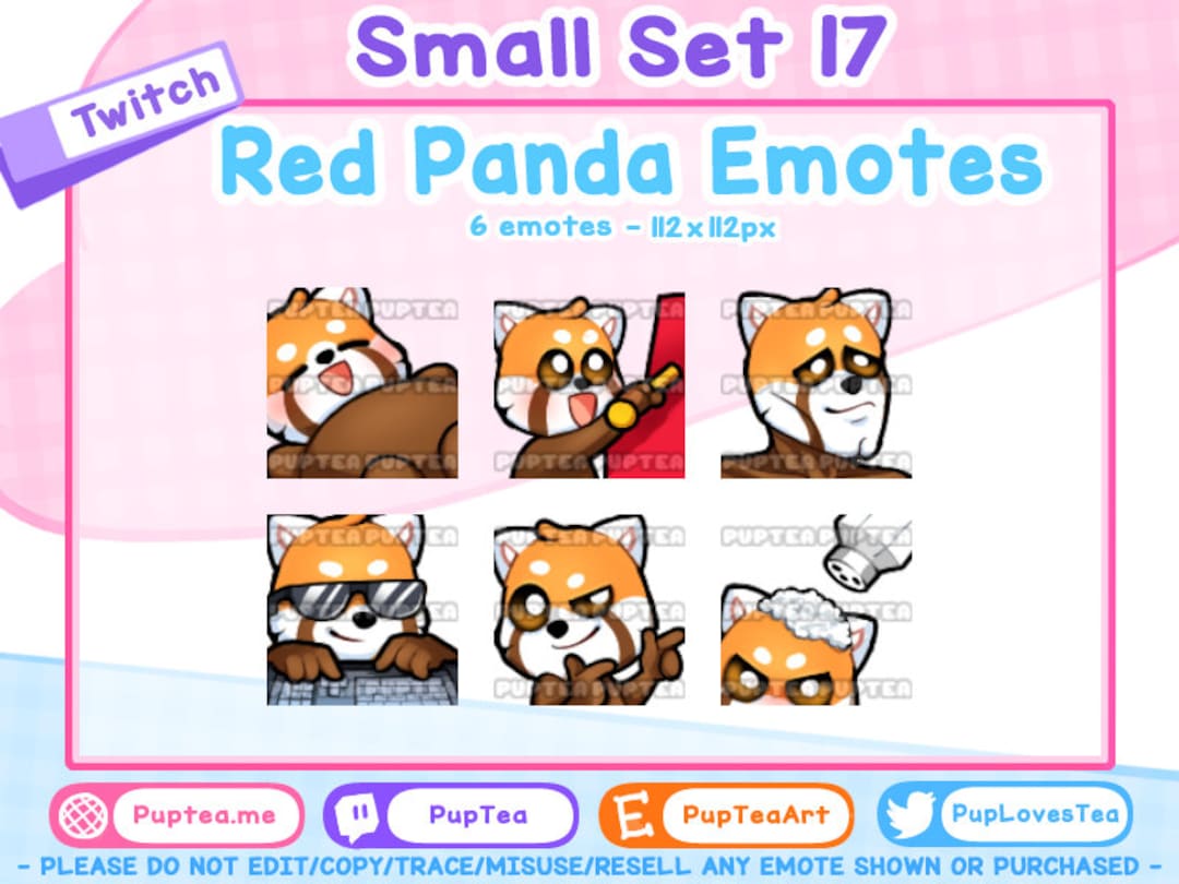 6x Cute Red Panda Emotes Pack for Twitch Youtube and Discord | Set 17 ...