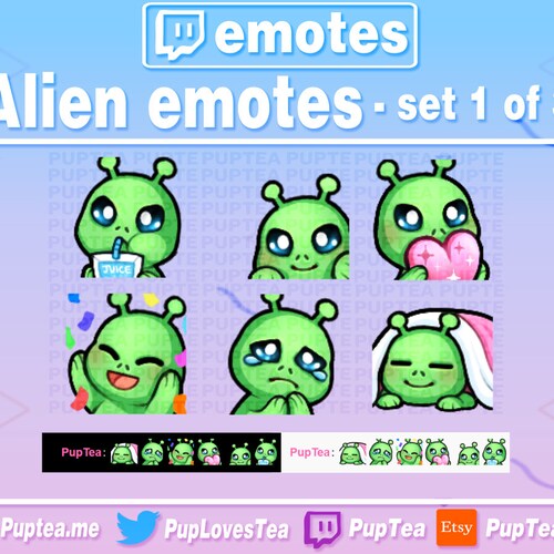 6x Cute Alien Emotes Pack for Twitch Youtube Tiktok and - Etsy