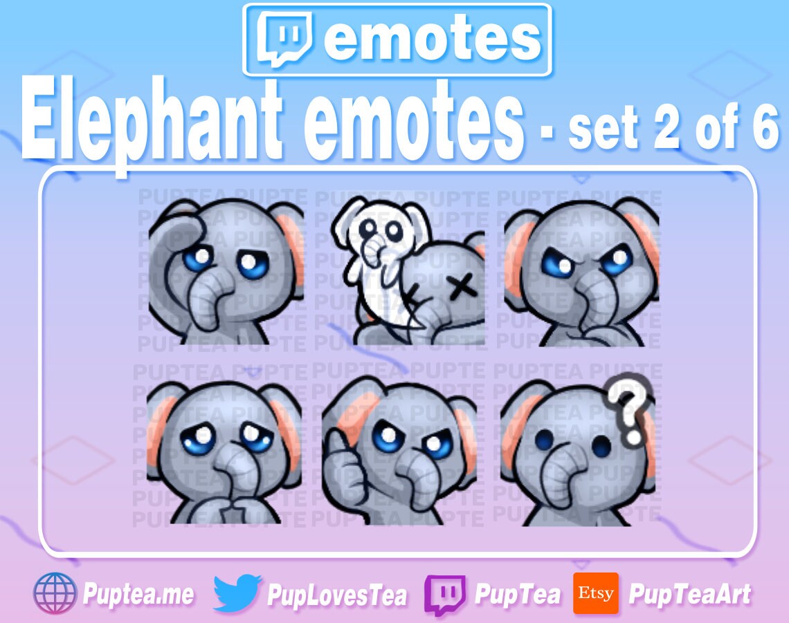 6x Cute Elephant Emotes Pack for Twitch Youtube and Discord - Etsy
