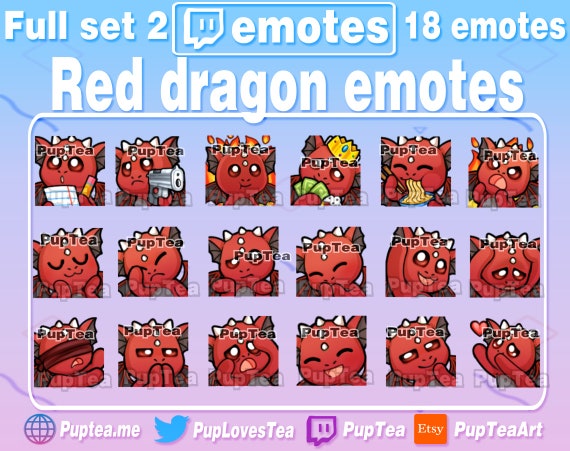 18x Cute Red Dragon Emotes Pack for Twitch and Discord Full | Etsy