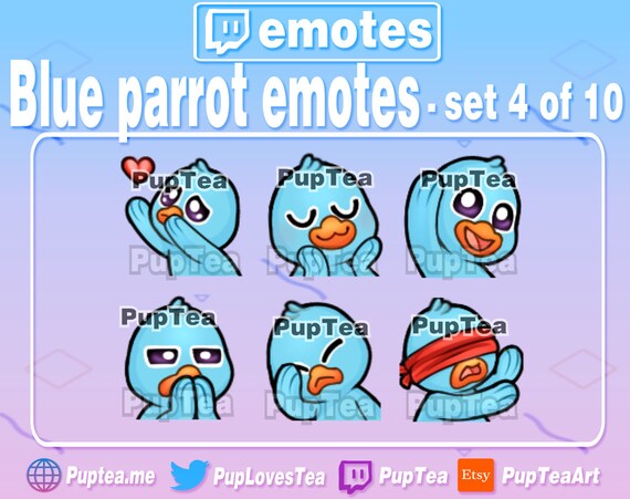 6x Cute Blue Parrot Emotes Pack for Twitch and Discord Set 4 | Etsy