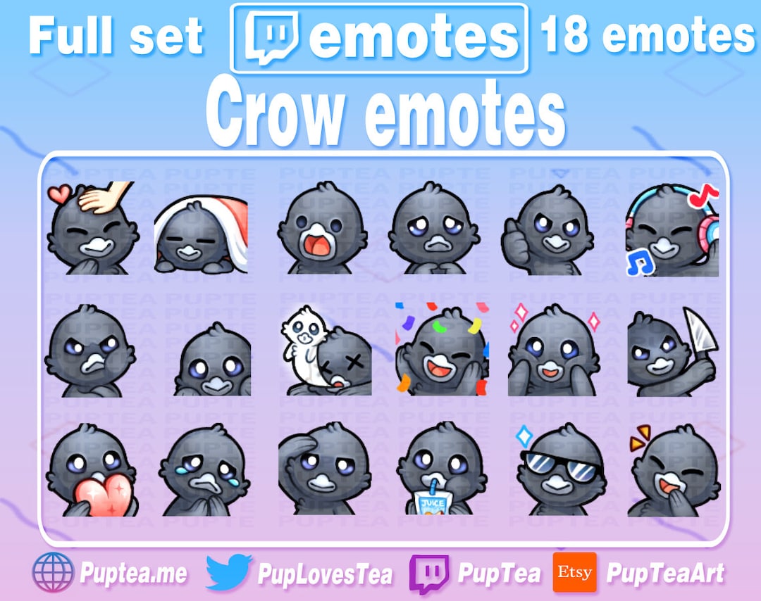 18x Crow / Raven Emotes Pack for Twitch Youtube and Discord | Full Set ...