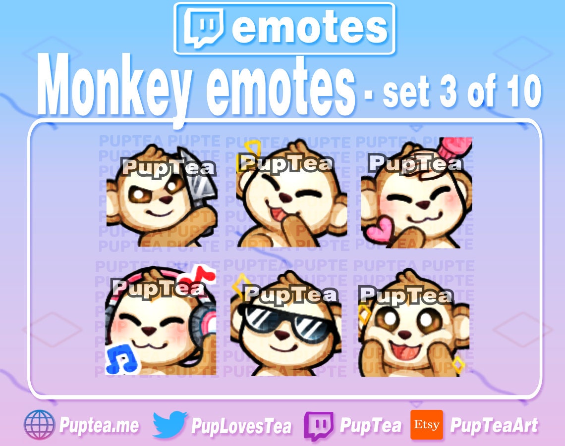 6x Cute Monkey Emotes Pack for Twitch Youtube and Discord Set 3 - Etsy