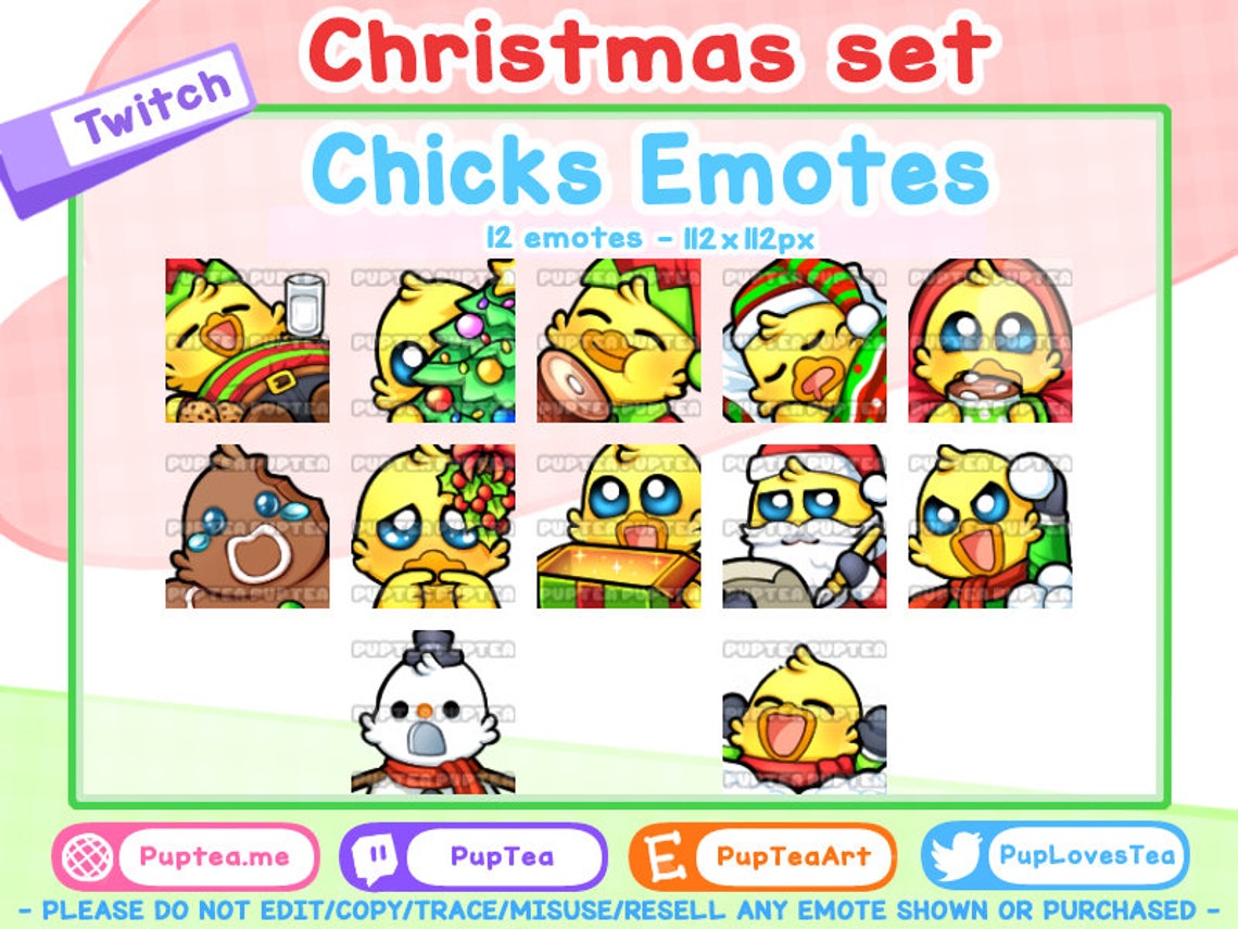 12x Cute Christmas Chick / Duck Emotes Pack for Twitch Youtube - Etsy