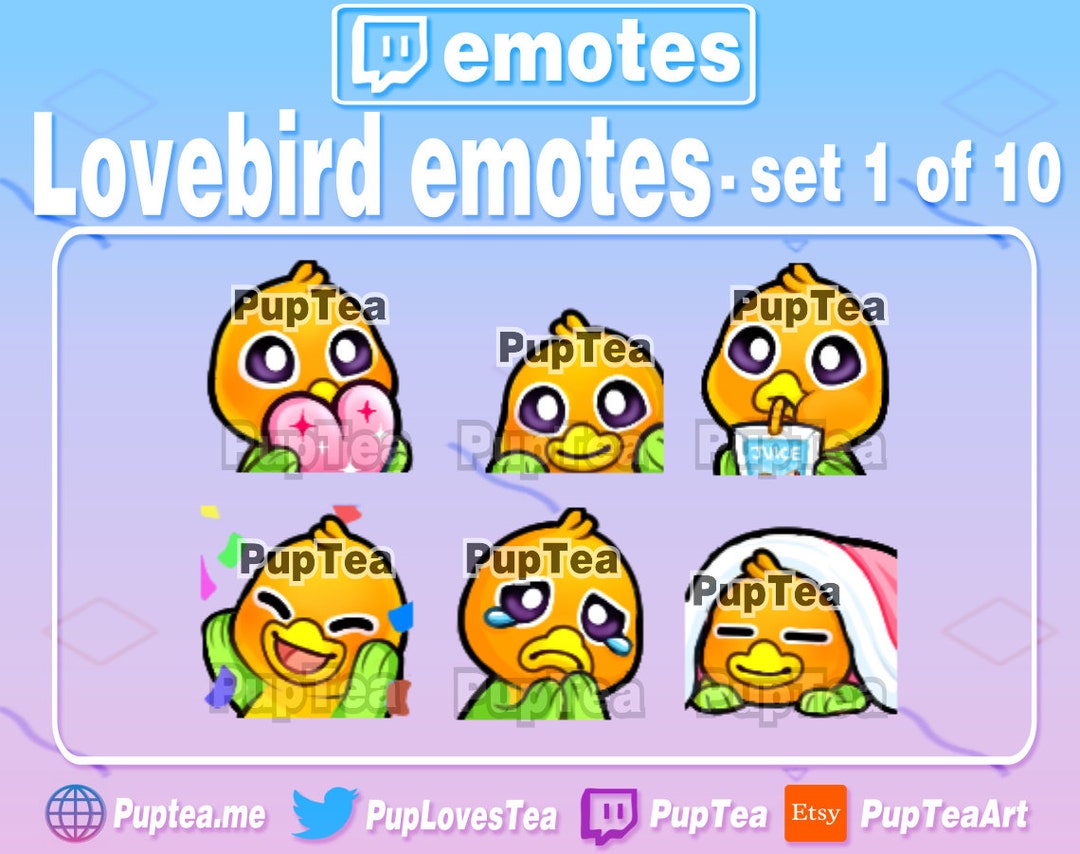 6x Cute Lovebird Emotes Pack for Twitch Youtube and Discord | Set 1 - Etsy