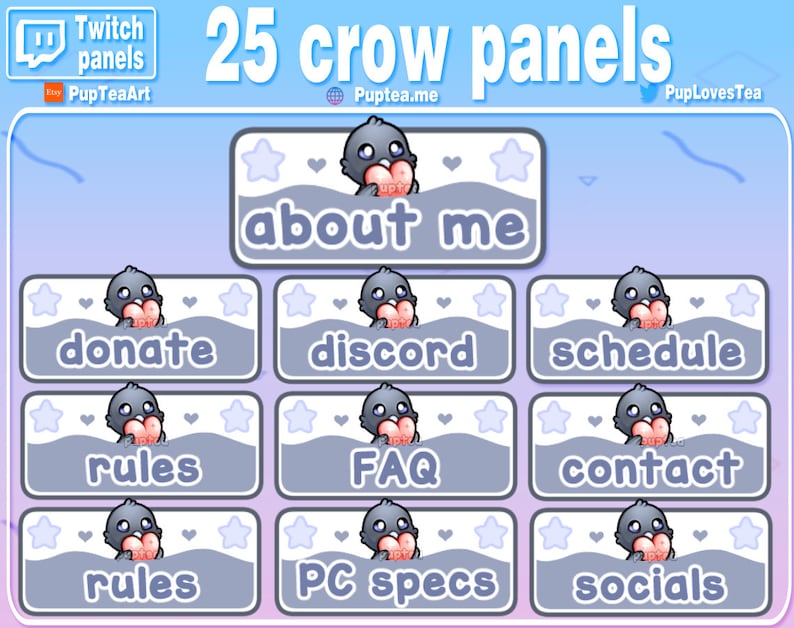 25x Cute Crow / Raven Twitch Panels / Twitch Streamer Panels - Etsy