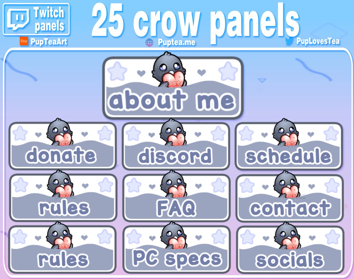 25x Cute Crow / Raven Twitch Panels / Twitch Streamer Panels - Etsy
