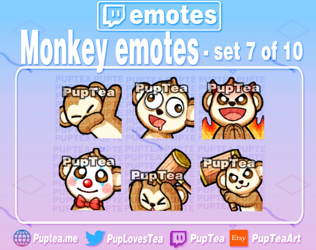 6x Cute Monkey Emotes Pack for Twitch Youtube and Discord Set 7 - Etsy