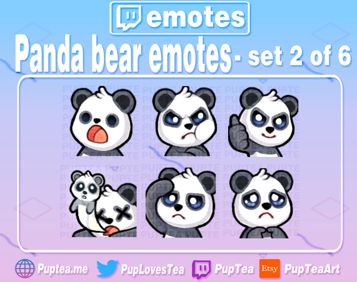 6x Cute Panda Bear Emotes Pack for Twitch Youtube and Discord - Etsy