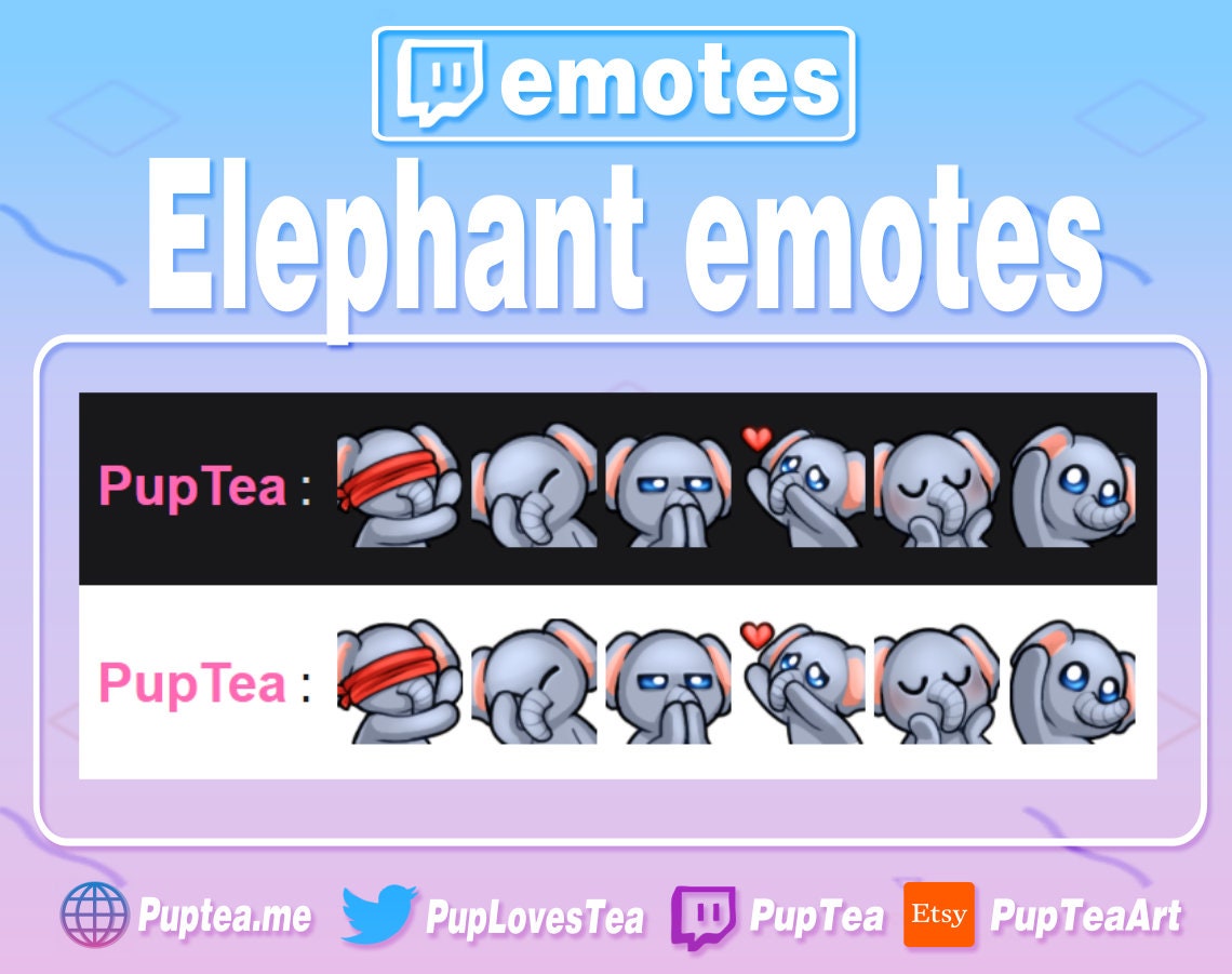 6x Cute Elephant Emotes Pack for Twitch Youtube and Discord - Etsy